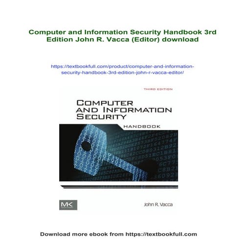 Computer and Information Security Handbook 3rd Edition John R. Vacca (Editor) | PDF