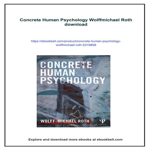 Concrete Human Psychology Wolffmichael Roth | PDF