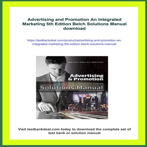 Advertising and Promotion An Integrated Marketing 5th Edition Belch Solutions Manual | PDF