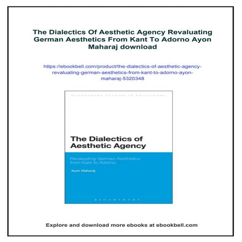 The Dialectics Of Aesthetic Agency Revaluating German Aesthetics From ...