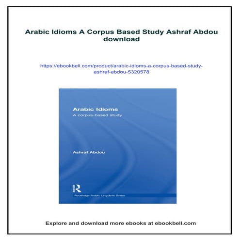 Arabic Idioms A Corpus Based Study Ashraf Abdou | PDF