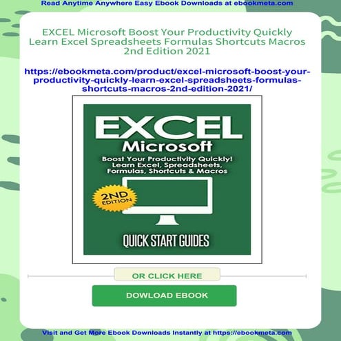 Excel Microsoft Boost Your Productivity Quickly Learn Excel Spreadsheets Formulas Shortcuts