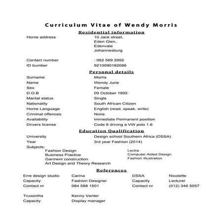 cv wendy 2015 latest | PDF