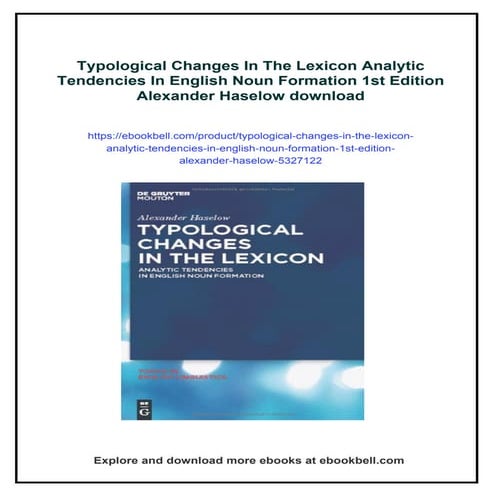 Typological Changes In The Lexicon Analytic Tendencies In English Noun ...