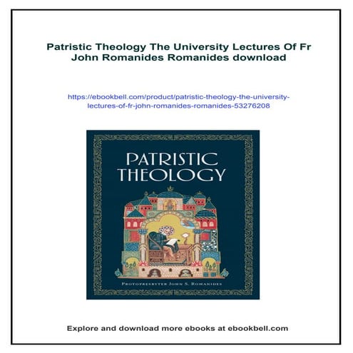 Patristic Theology The University Lectures Of Fr John Romanides ...