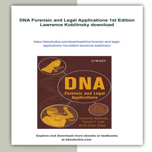 DNA Forensic and Legal Applications 1st Edition Lawrence Kobilinsky | PDF