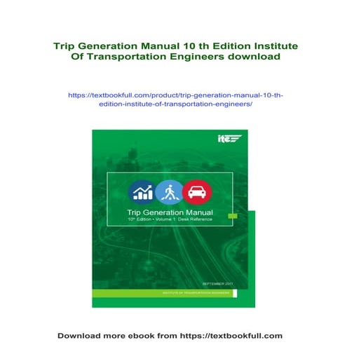 Trip Generation Manual 10 th Edition Institute Of Transportation ...