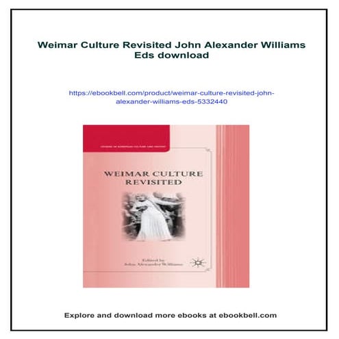 Weimar Culture Revisited John Alexander Williams Eds | PDF
