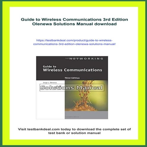 Guide to Wireless Communications 3rd Edition Olenewa Solutions Manual | PDF