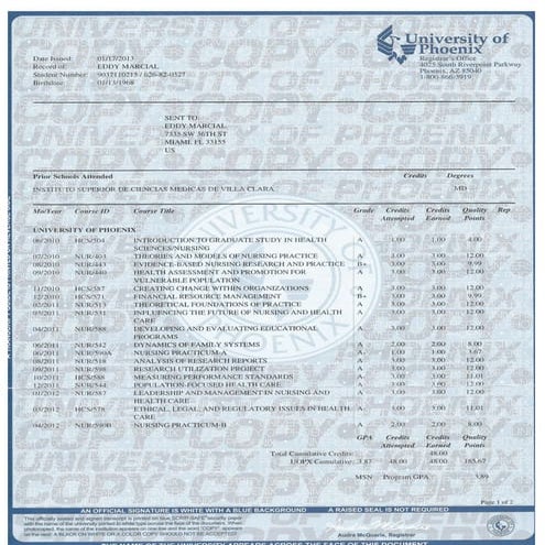 Official_Nursing_Transcripts_U_of_P (1) | PDF