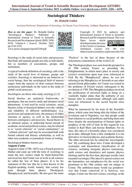 Lec 3. founding fathers of sociology, part 1 | PPTX | Science