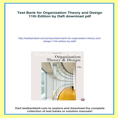 Test Bank for Organization Theory and Design 11th Edition by Daft | PDF