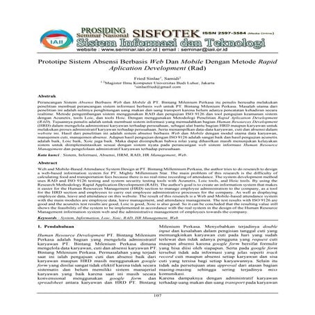Prototipe Sistem Absensi Berbasis Web dan Mobile dengan Metode Rapid ...
