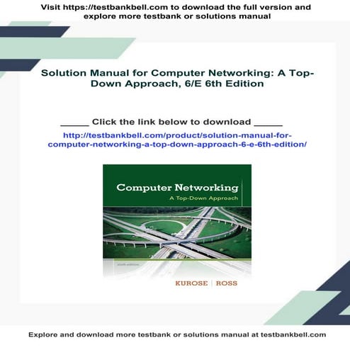 Solution Manual for Computer Networking: A Top-Down Approach, 6/E 6th ...