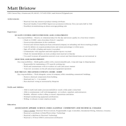 Matt Bristow - Resume | DOCX