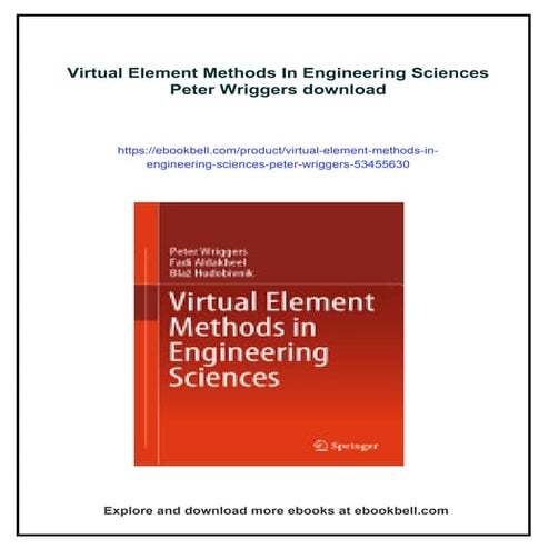 Virtual Element Methods In Engineering Sciences Peter Wriggers | PDF