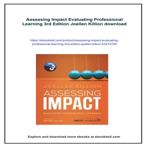 Assessing Impact Evaluating Professional Learning 3rd Edition Joellen Killion | PDF