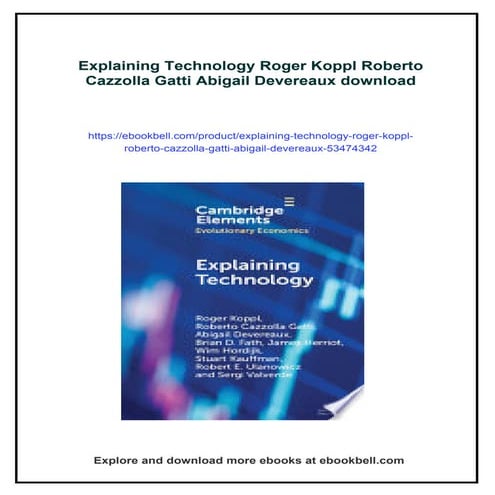 Explaining Technology Roger Koppl Roberto Cazzolla Gatti Abigail ...