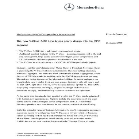 Mercedes V Class AMG Line - Press Release | DOCX