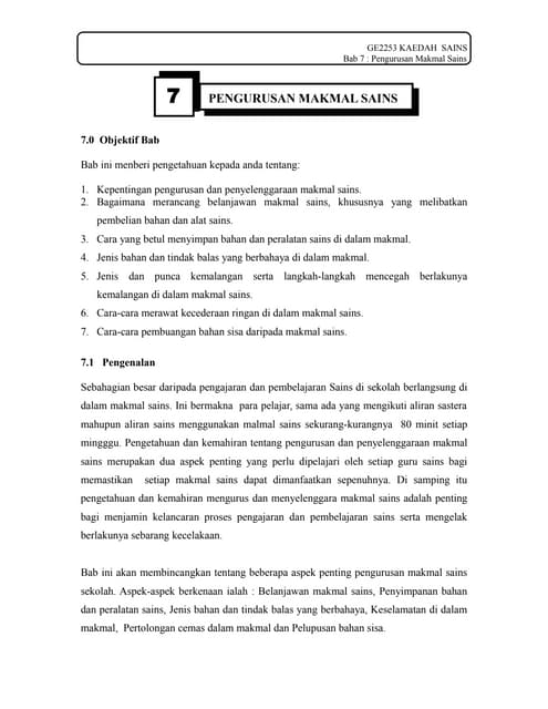 Peranan guru & pembantu makmal | PDF