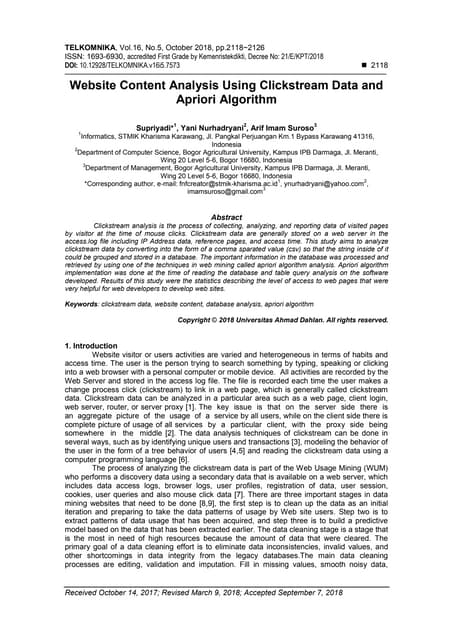 Website Content Analysis Using Clickstream Data and Apriori Algorithm | PDF Website Content Analysis Using Clickstream Data and Apriori Algorithm | PDF