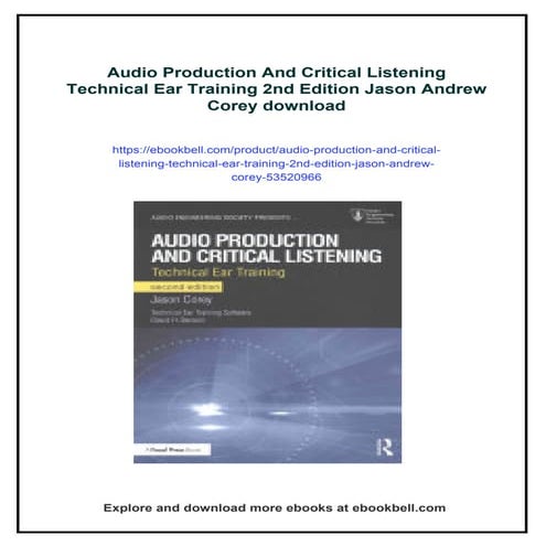 Audio Production And Critical Listening Technical Ear Training 2nd ...