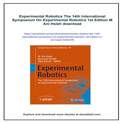 Experimental Robotics The 14th International Symposium On Experimental ...