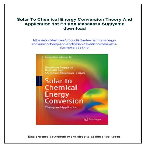 Solar To Chemical Energy Conversion Theory And Application 1st Edition ...