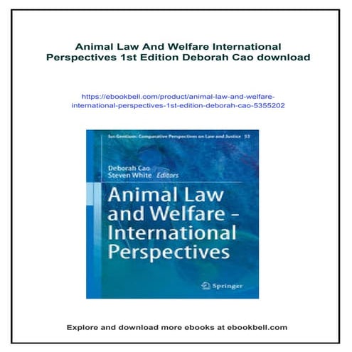 Animal Law And Welfare International Perspectives 1st Edition Deborah ...