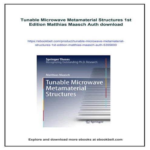 Tunable Microwave Metamaterial Structures 1st Edition Matthias Maasch Auth | PDF