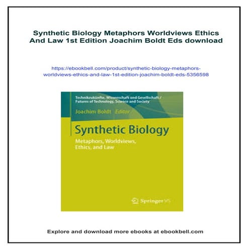 Synthetic Biology Metaphors Worldviews Ethics And Law 1st Edition ...