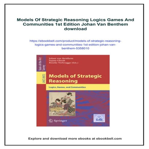 Models Of Strategic Reasoning Logics Games And Communities 1st Edition ...