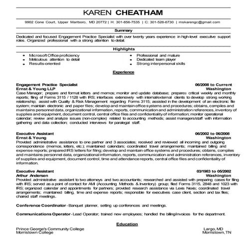 KAREN CHEATHAM Resume | DOCX
