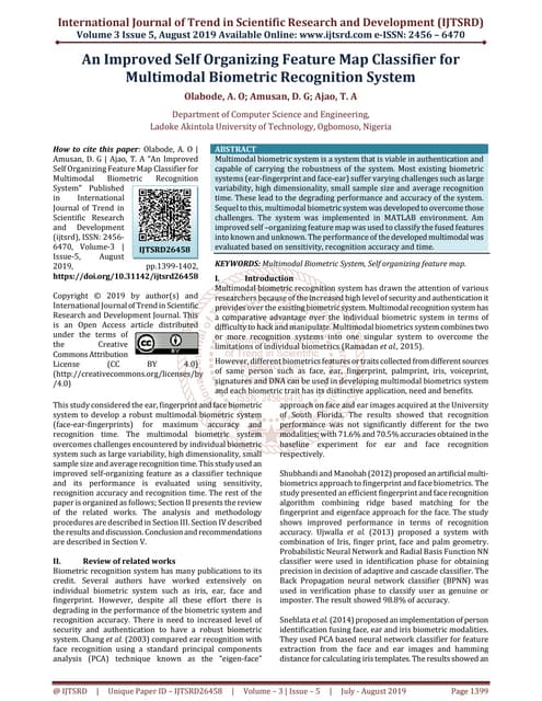 Implementation of Multimodal Biometrics Systems in Handling Security of Mobile Application Based ...