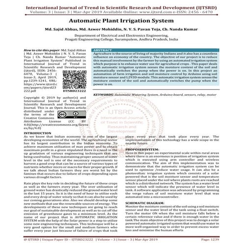 Automatic Plant Irrigation System | PDF