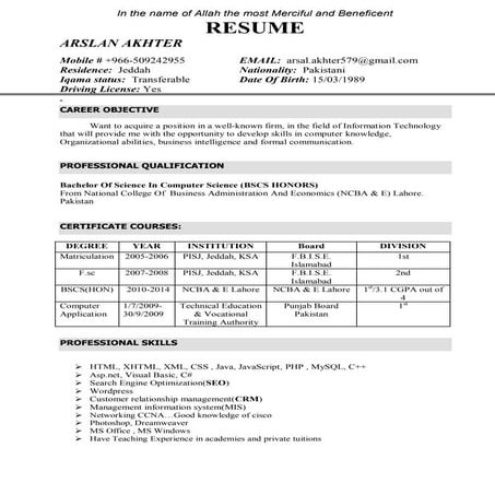 my resume PDF | PDF