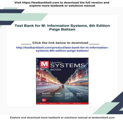 Test Bank for M: Information Systems, 6th Edition Paige Baltzan | PDF