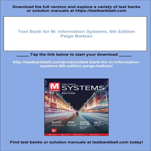 Test Bank for M: Information Systems, 6th Edition Paige Baltzan | PDF