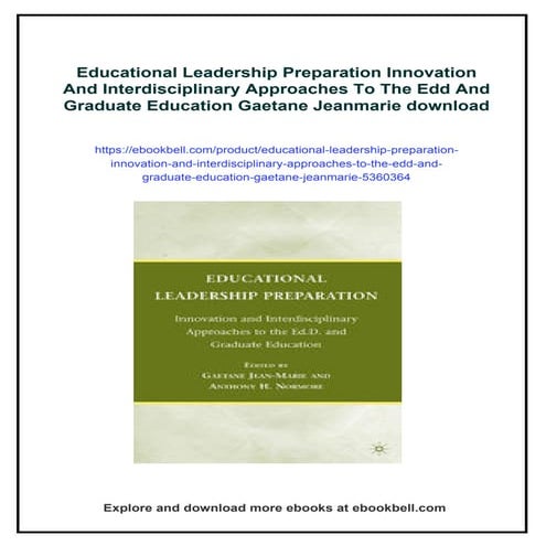 Educational Leadership Preparation Innovation And Interdisciplinary ...