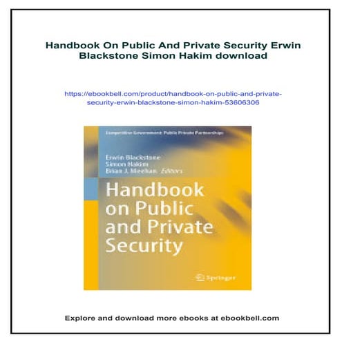 Handbook On Public And Private Security Erwin Blackstone Simon Hakim | PDF