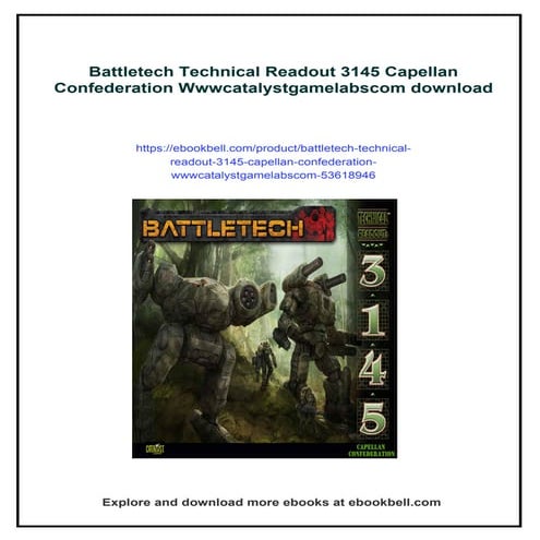 Battletech Technical Readout 3145 Capellan Confederation ...