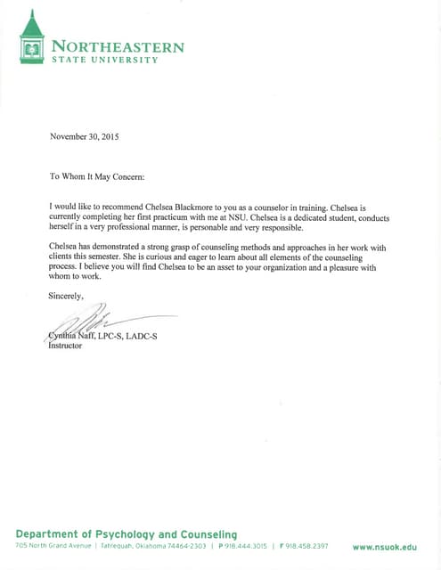 Dr. Kirk's LPC rec. letter | PDF