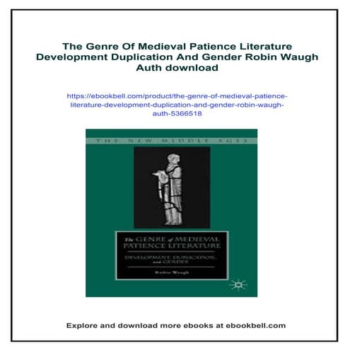 The Genre Of Medieval Patience Literature Development Duplication And ...