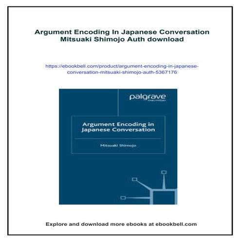 Argument Encoding In Japanese Conversation Mitsuaki Shimojo Auth | PDF