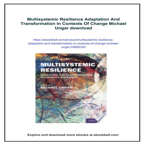 Multisystemic Resilience Adaptation And Transformation In Contexts Of ...