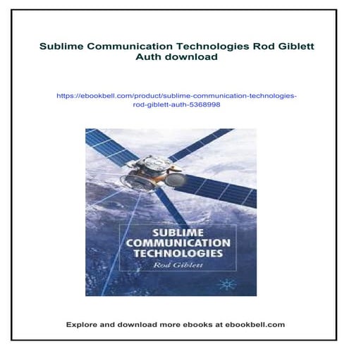 Sublime Communication Technologies Rod Giblett Auth | PDF