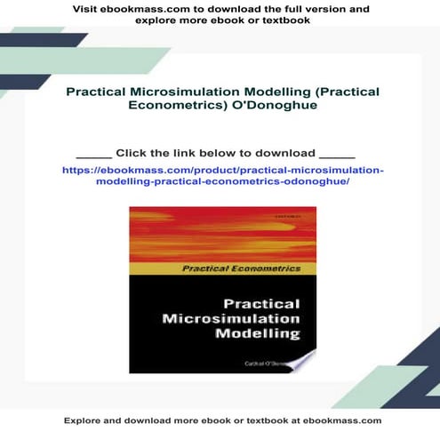 Practical Microsimulation Modelling (Practical Econometrics) O'Donoghue | PDF