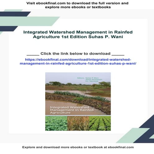 Integrated Watershed Management in Rainfed Agriculture 1st Edition Suhas P. Wani | PDF