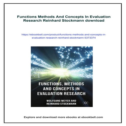Functions Methods And Concepts In Evaluation Research Reinhard Stockmann | PDF