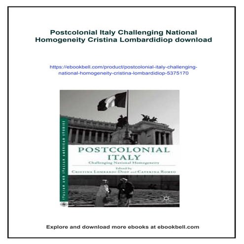 Postcolonial Italy Challenging National Homogeneity Cristina ...